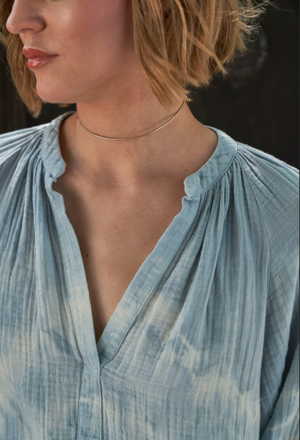 The Classic Gauze Top -Blue River Gauze top with sleeves